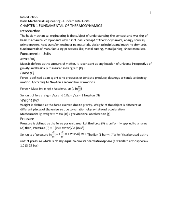 (DOC) Basic Mechanical Engineering - Fundamental Units