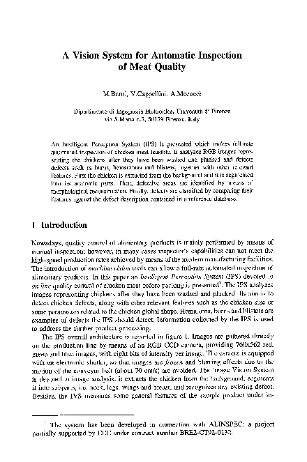 (PDF) A vision system for automatic inspection of meat quality
