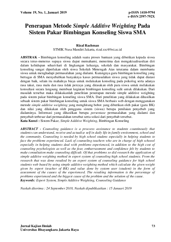 Penerapan Metode Simple Additive Weighting Pada Perancangan Decission ...