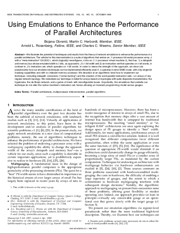 (PDF) Using emulations to enhance the performance of parallel architectures