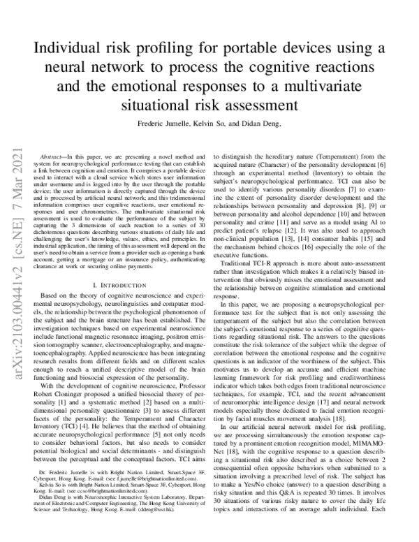 (PDF) Individual risk profiling for portable devices using a neural ...