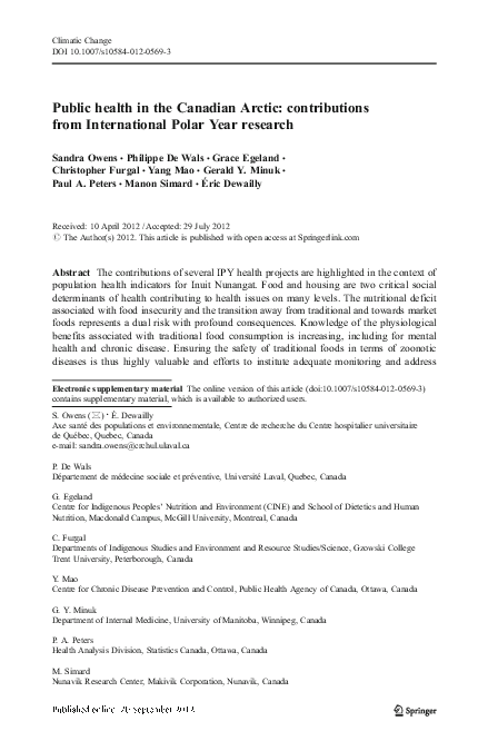 (PDF) Public health in the Canadian Arctic: contributions from ...