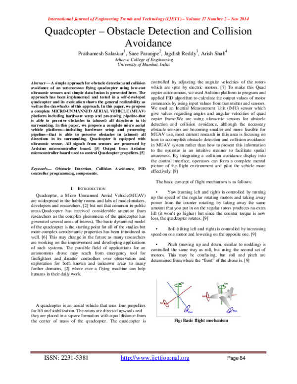 (PDF) Quadcopter – Obstacle Detection and Collision Avoidance