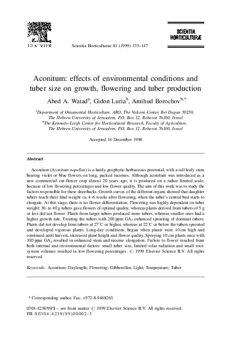 (PDF) Aconitum: effects of environmental conditions and tuber size on ...