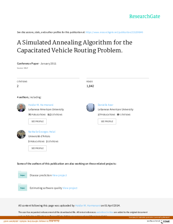 Pdf A Simulated Annealing Algorithm For The Capacitated Vehicle Routing Problem