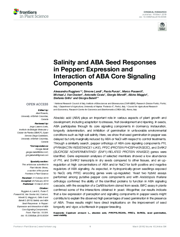 (PDF) Salinity and ABA Seed Responses in Pepper: Expression and ...
