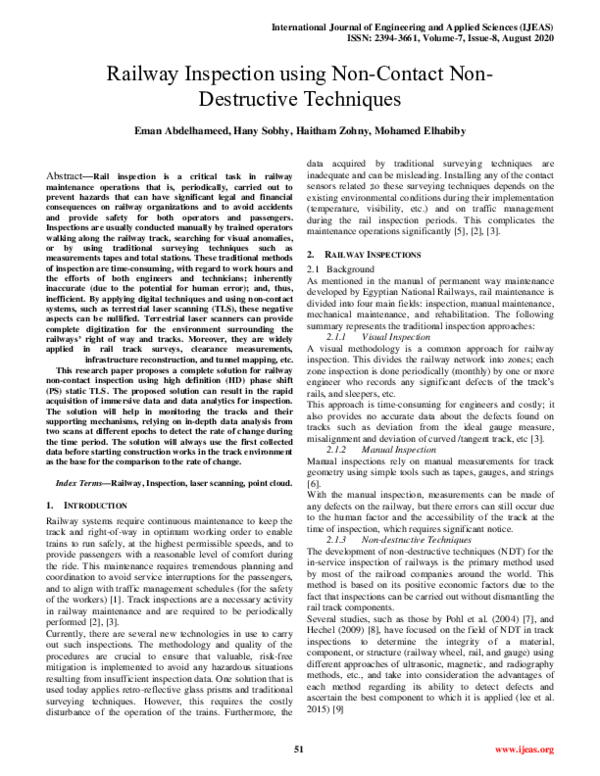(PDF) Railway Inspection using Non-Contact Non-Destructive Techniques