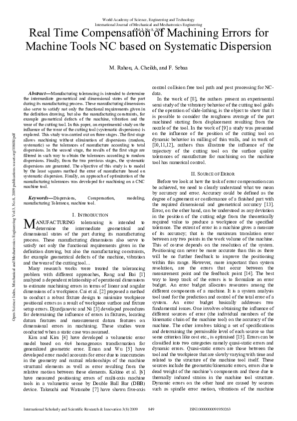 (PDF) Real Time Compensation of Machining Errors for Machine Tools NC ...