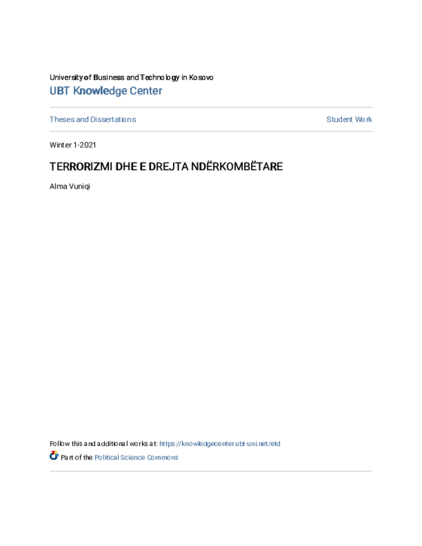 (PDF) Terrorizmi Dhe e Drejta Ndërkombëtare