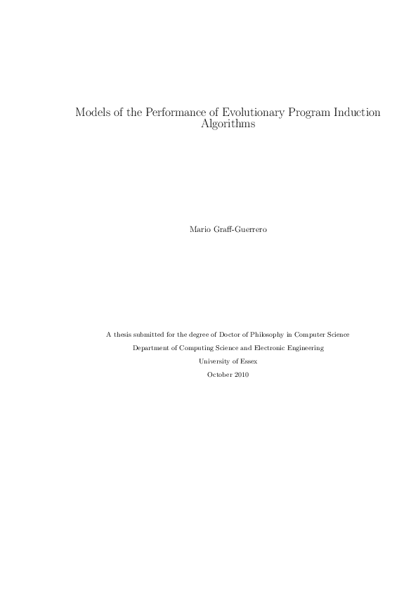 (PDF) Models of the Performance of Evolutionary Program Induction ...