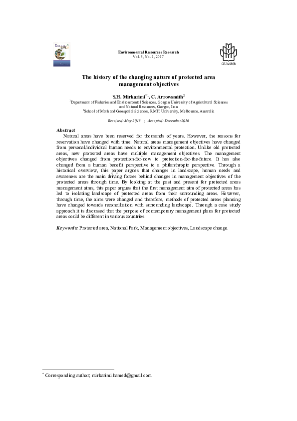 (PDF) The history of the changing nature of protected area management ...