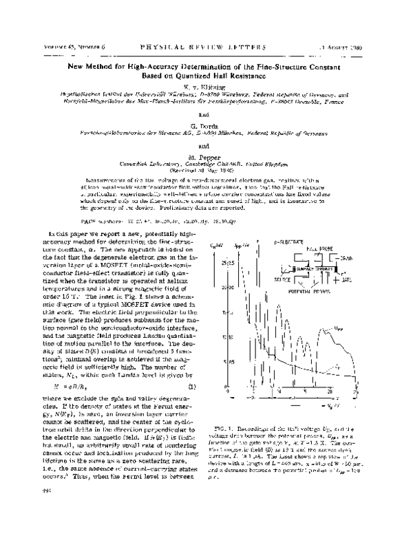 Pdf New Method For High Accuracy Determination Of The Fine Structure Constant Based On