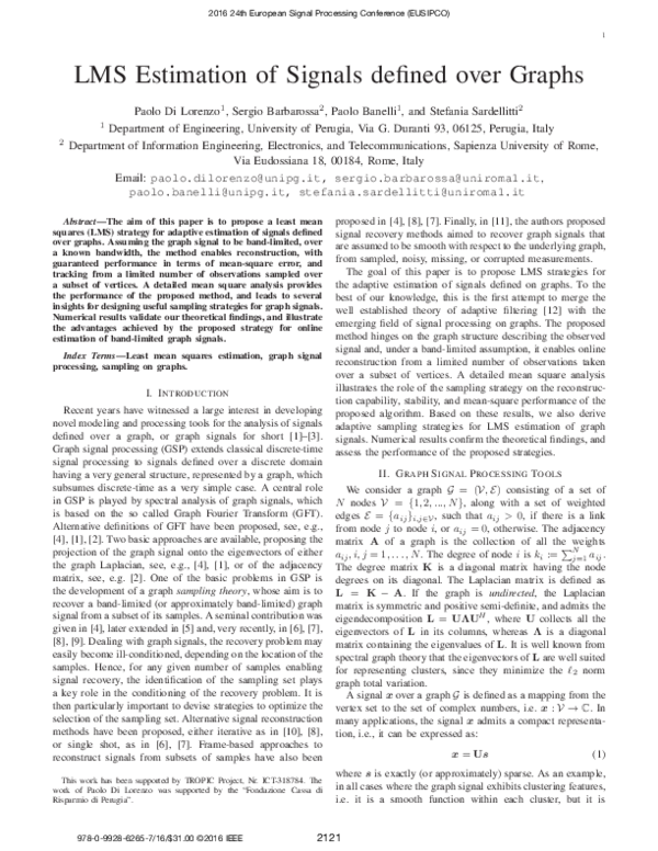 (PDF) LMS estimation of signals defined over graphs