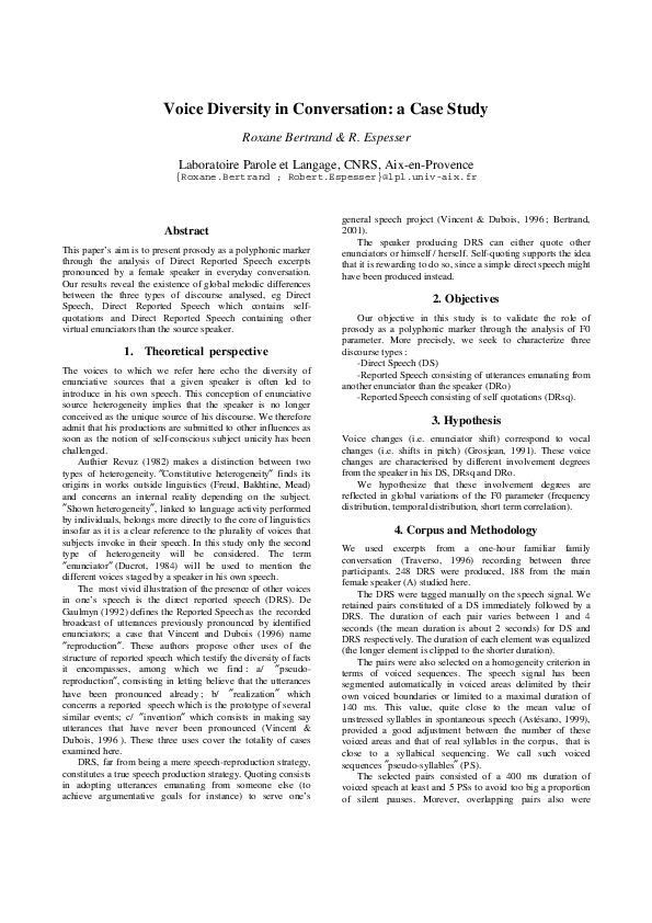 (PDF) Voice diversity in conversation : a case study
