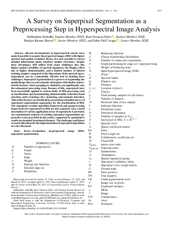 Pdf A Survey On Superpixel Segmentation As A Preprocessing Step In