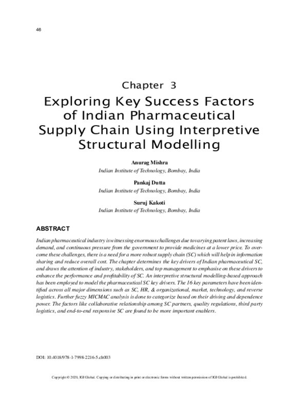 (PDF) Exploring Key Success Factors of Indian Pharmaceutical Supply Chain Using Interpretive ...