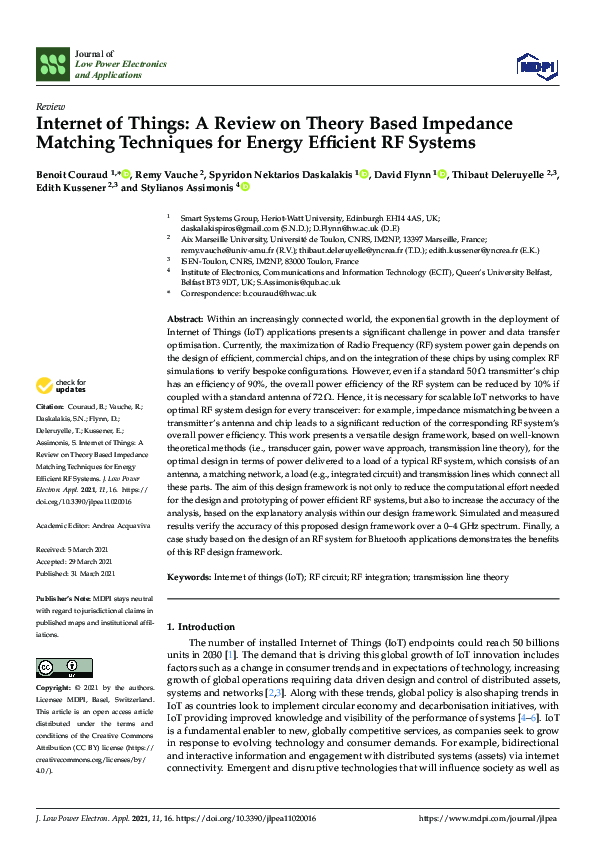 (PDF) Internet of Things: A Review on Theory Based Impedance Matching ...