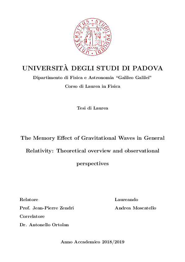 (PDF) The Memory Effect of Gravitational Waves in General Relativity ...
