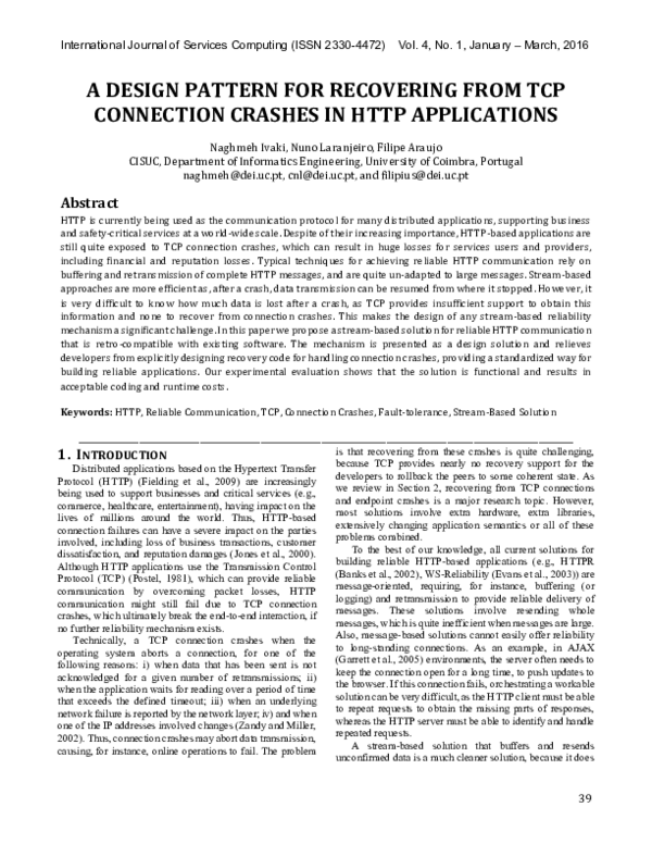 Pdf A Design Pattern For Recovering From Tcp Connection Crashes In Applications Naghmeh 8460