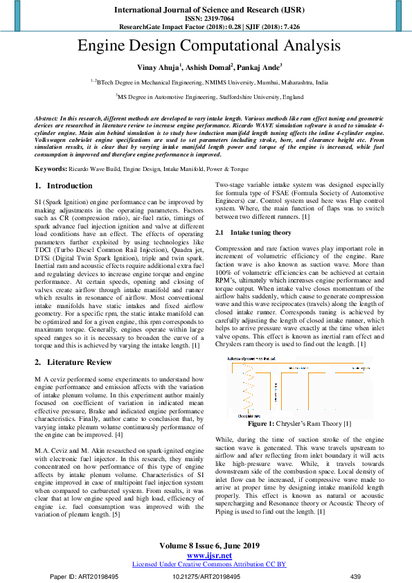 (PDF) Engine Design Computational Analysis