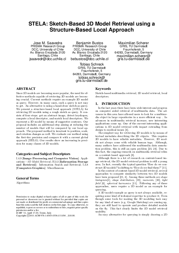 (PDF) STELA: Sketch-Based 3D Model Retrieval using a Structure-Based Local Approach | Jred ...