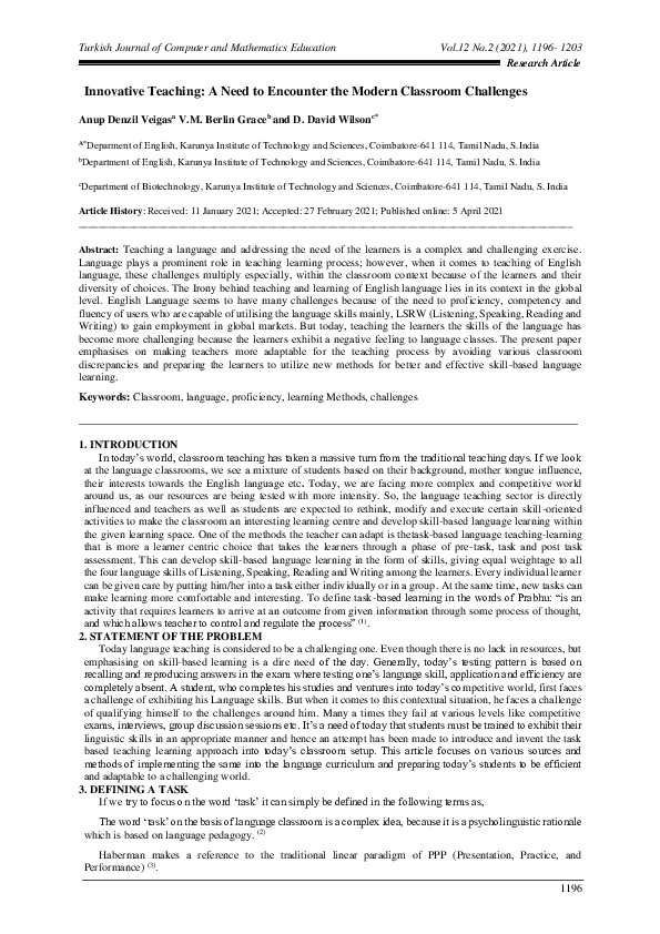 (PDF) Innovative Teaching: A Need to Encounter the Modern Classroom ...