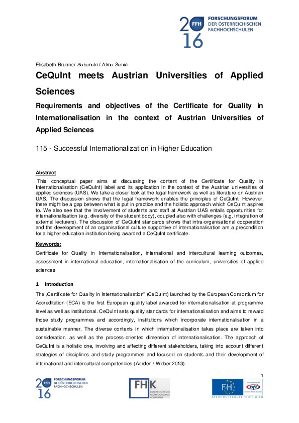(PDF) Certificate for Quality in Internationalisation in the context of ...