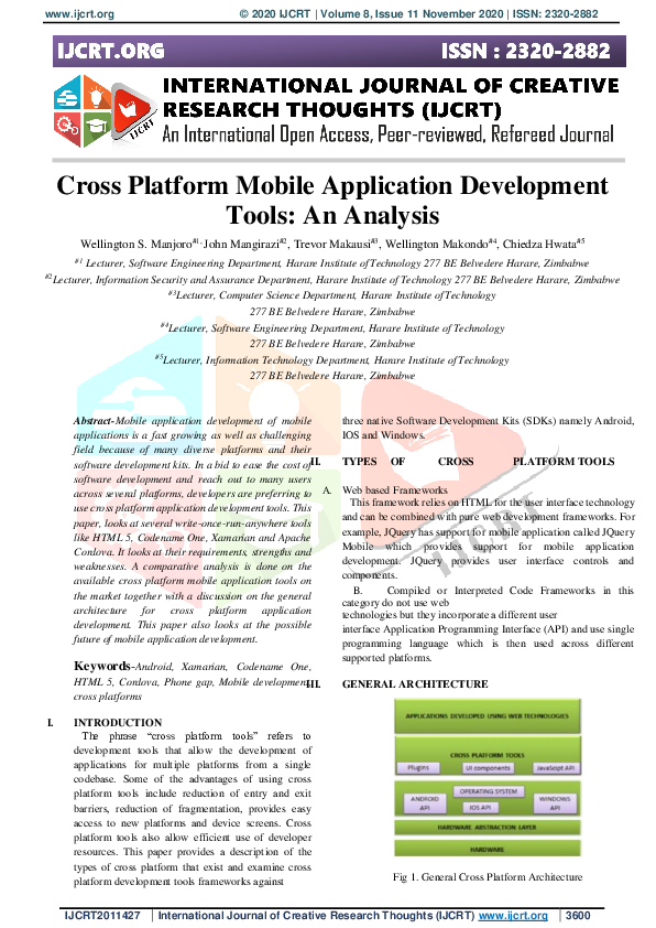 Pdf Cross Platform Mobile Application Development Tools An Analysis
