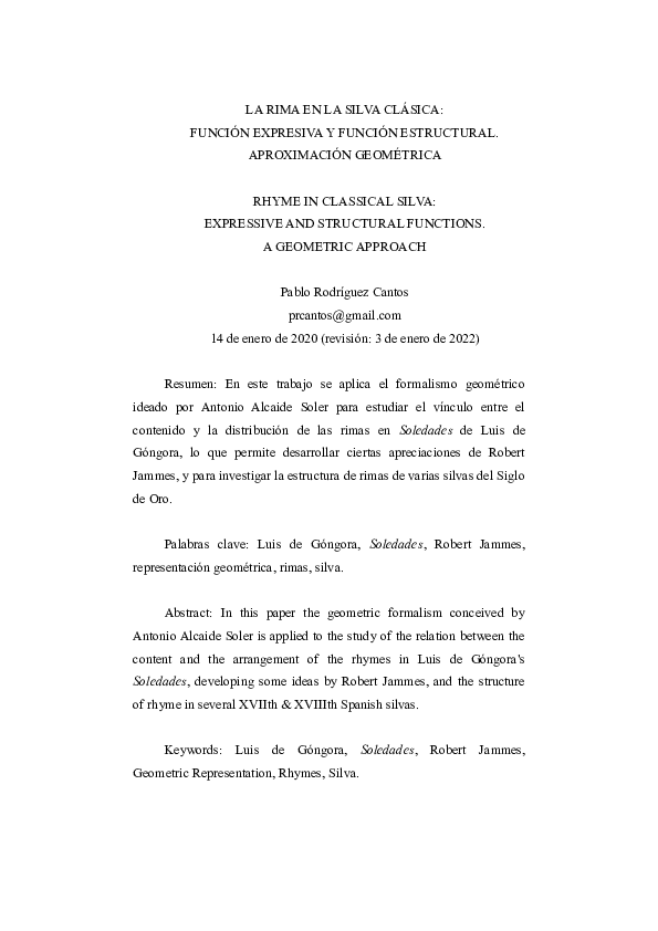 (PDF) La rima en la silva clásica: función expresiva y función ...