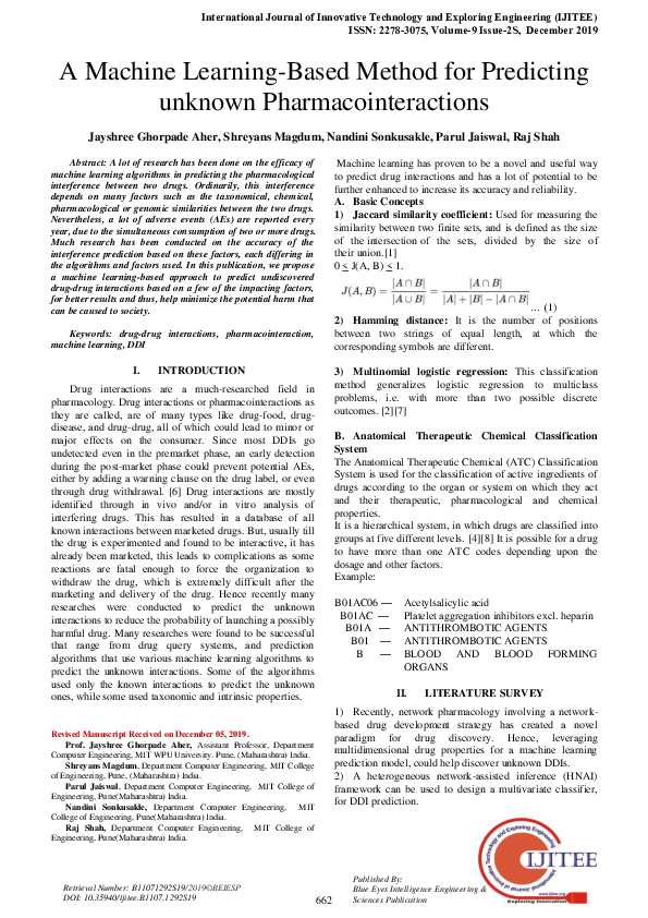(PDF) A Machine Learning-Based Method for Predicting unknown ...