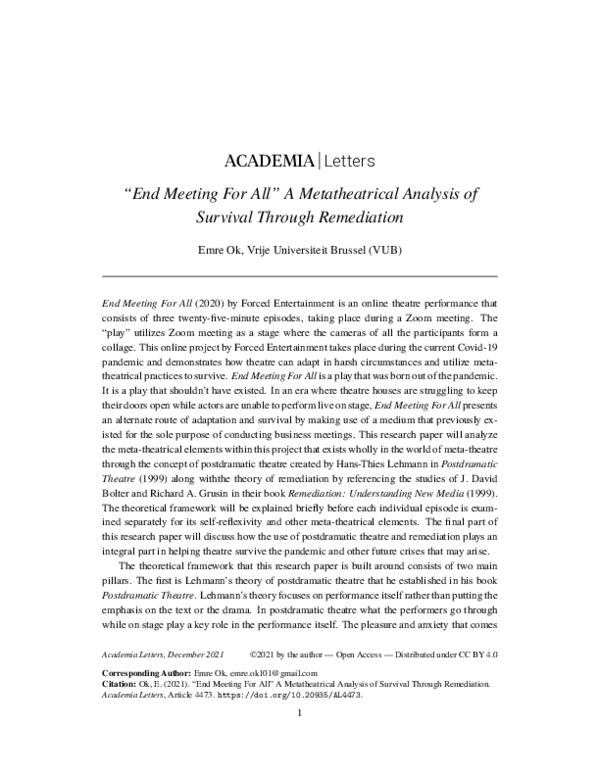 (PDF) “End Meeting For All” A Metatheatrical Analysis of Survival ...