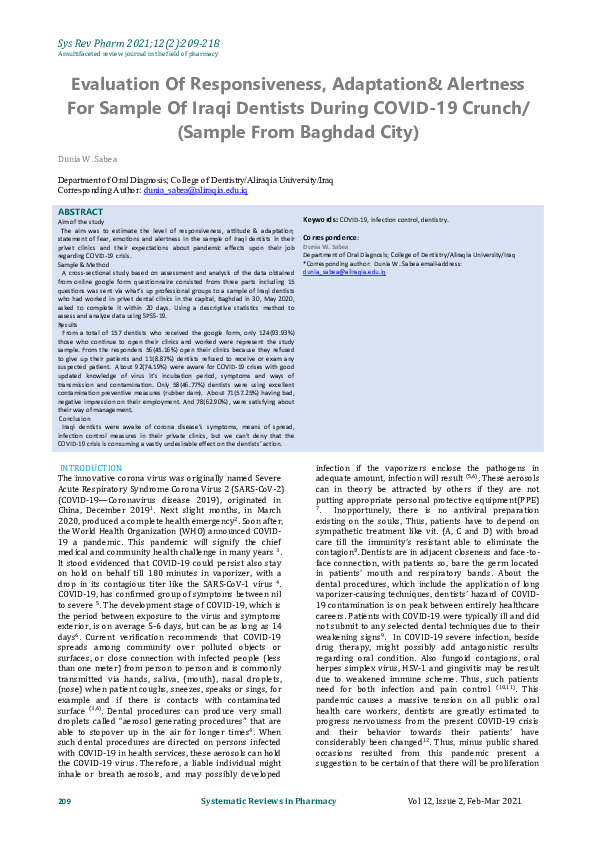 (PDF) Evaluation of Responsiveness, Adaptation& Alertness for Sample of ...