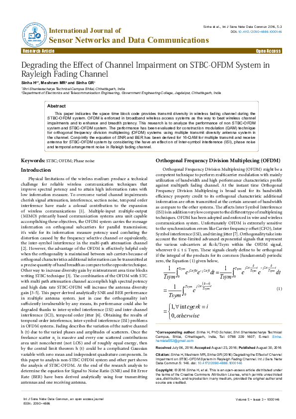 (PDF) Degrading the Effect of Channel Impairment on STBC-OFDM System in Rayleigh Fading Channel