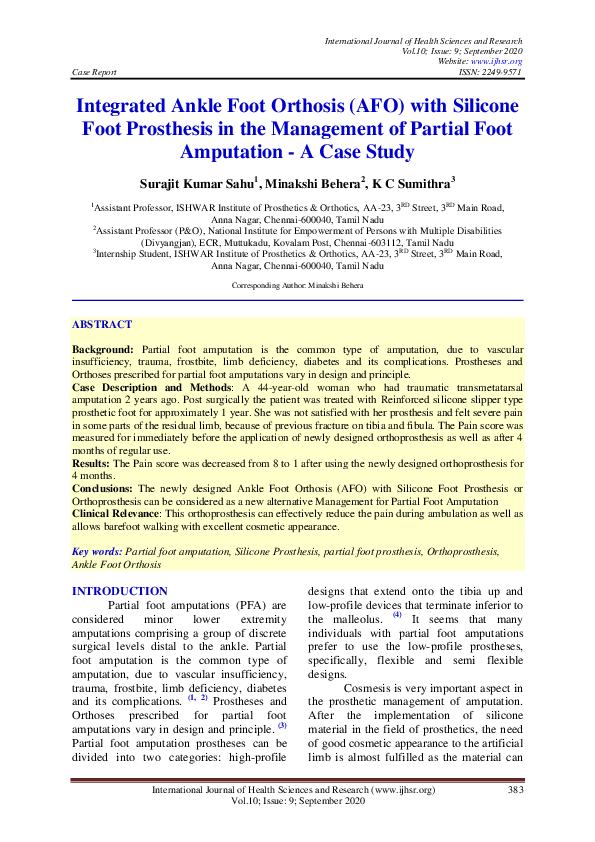 (PDF) Integrated Ankle Foot Orthosis (AFO) with Silicone Foot ...
