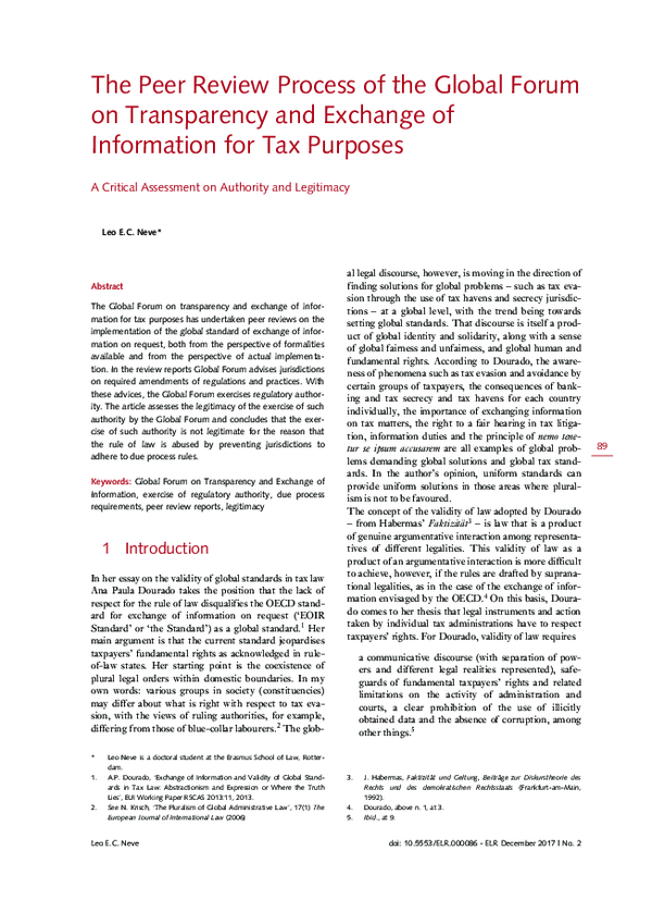 (PDF) The Peer Review Process of the Global Forum on Transparency and ...
