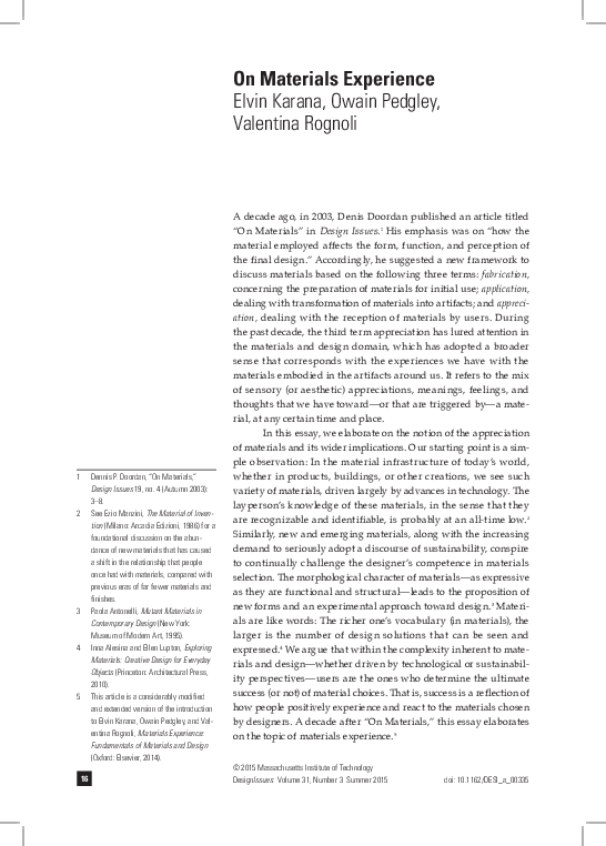 (PDF) On Materials Experience