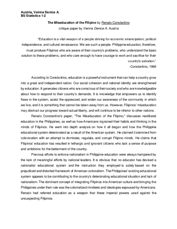 (PDF) The Miseducation of the Filipino