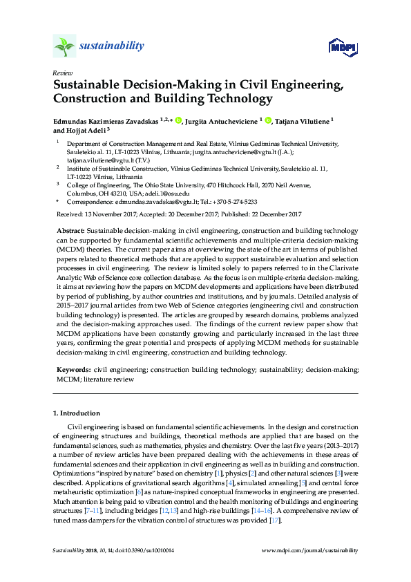 (PDF) Sustainable decision making in civil engineering