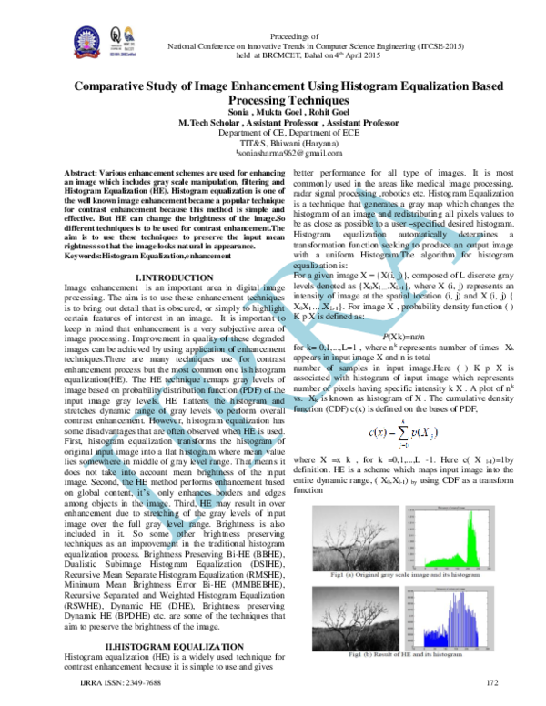 (PDF) Comparative Study of Image Enhancement Using Histogram ...