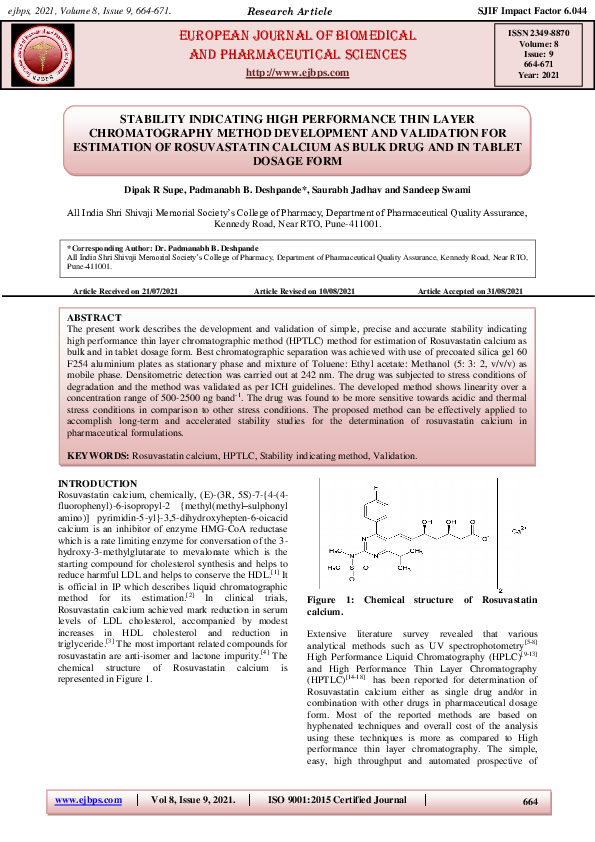 (PDF) Stability Indicating High Performance Thin Layer Chromatography Method Development and ...