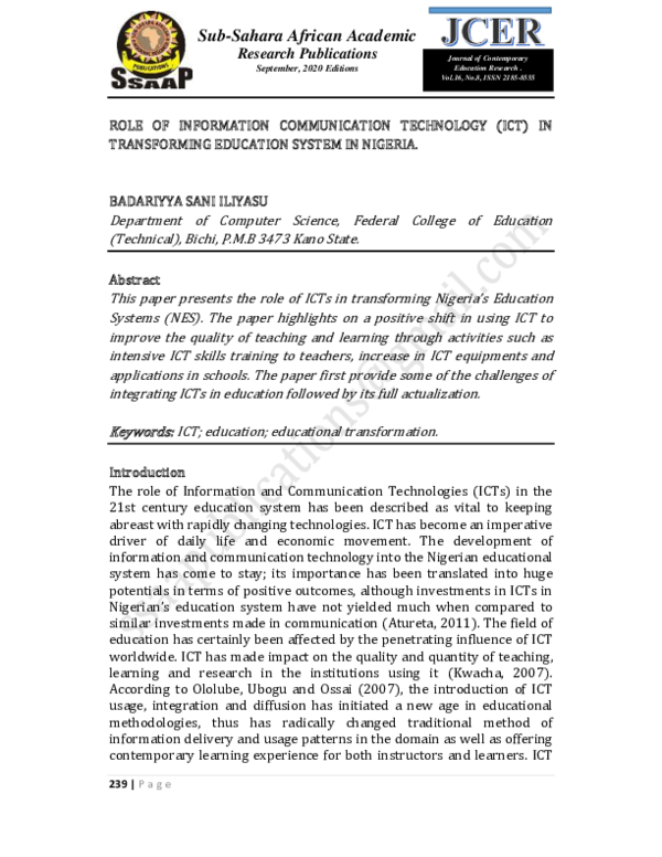 PDF Role Of Information Communication Technology Ict In pdf-role-of-information-communication-technology-ict-in