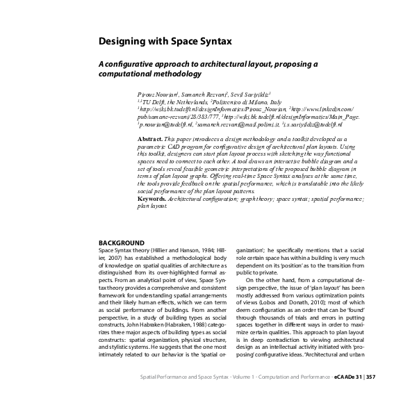 Pdf Designing With Space Syntax A Configurative Approach To