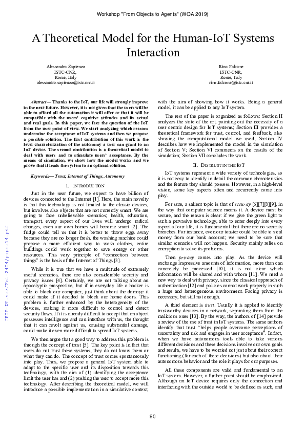 (PDF) A Theoretical Model for the Human-IoT Systems Interaction