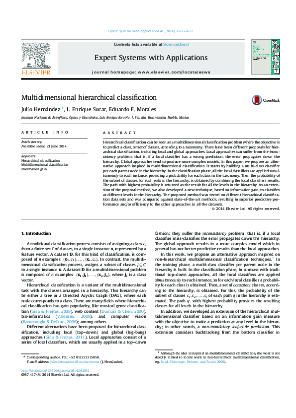 (PDF) Multidimensional hierarchical classification
