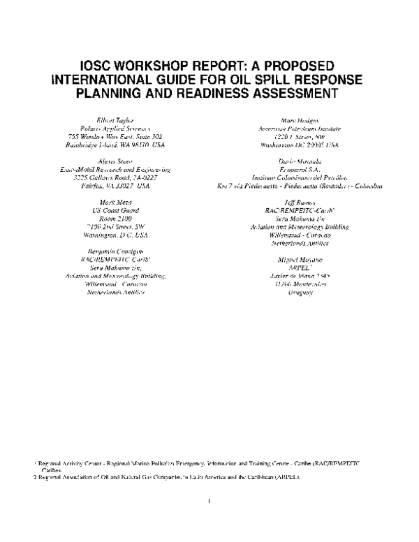 (PDF) Iosc Workshop Report: A Proposed International Guide for Oil ...