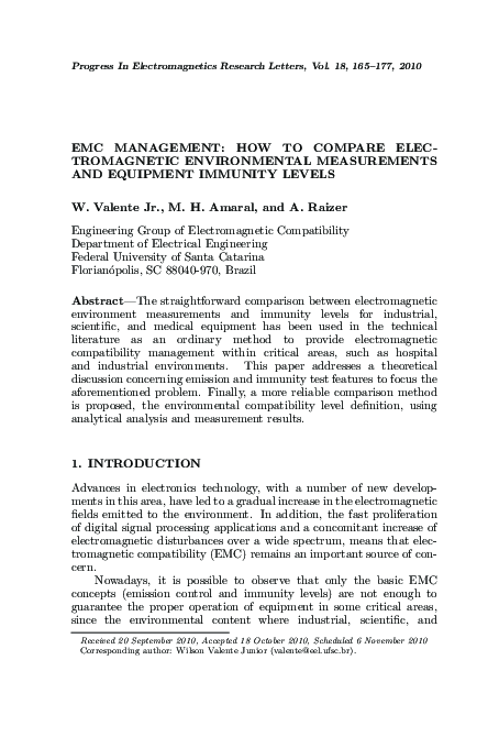 (PDF) Emc Management: How to Compare Electromagnetic Environmental ...