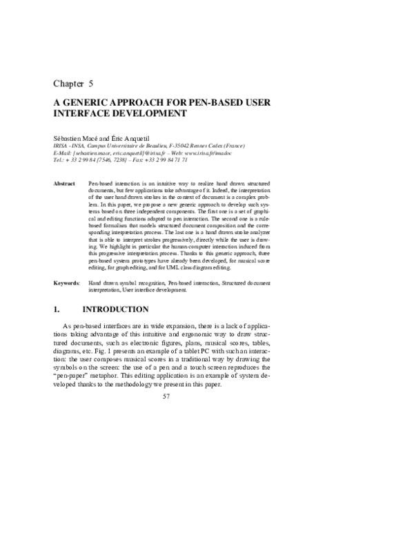 (PDF) A Generic Approach for Pen-Based User Interface Development