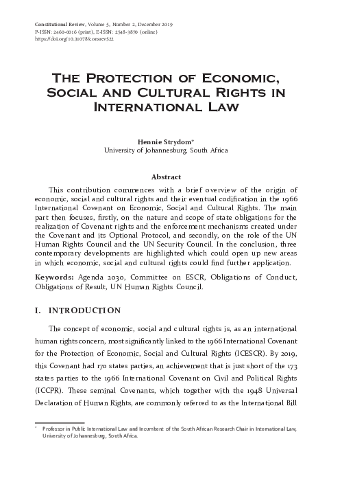 (PDF) The International Covenant on Economic, Social and Cultural ...