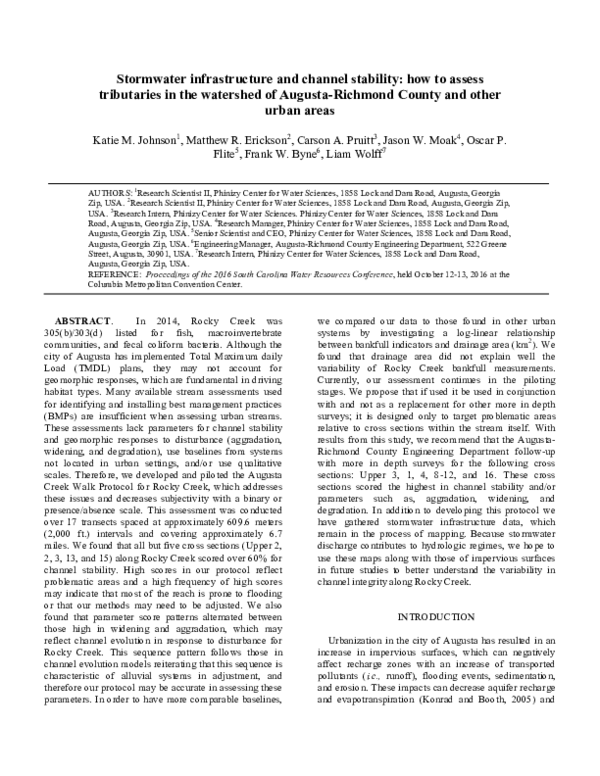 (PDF) Stormwater infrastructure and channel stability: how to assess ...