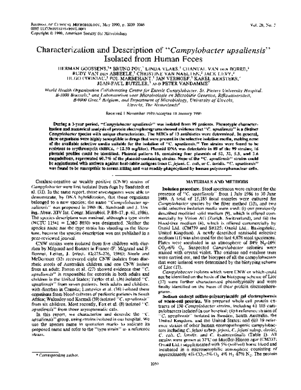 (PDF) Characterization and description of" Campylobacter upsaliensis ...